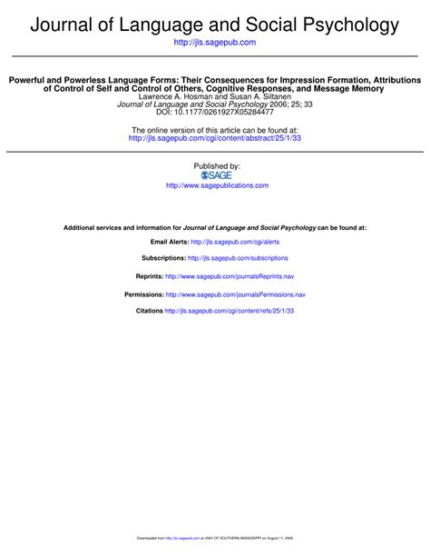 Pdf Powerful And Powerless Language Forms