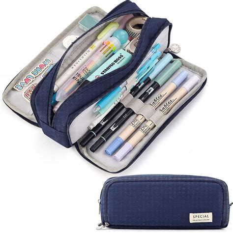 CICIMELON Large Capacity Pencil Case 3 Compartment Pouch Pen Bag For