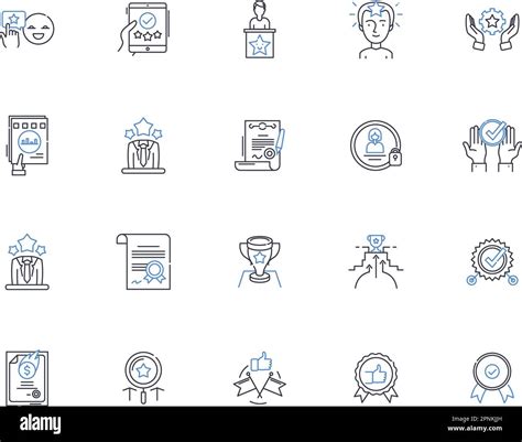Commendations Line Icons Collection Recognition Applause Award