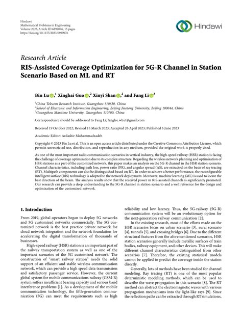 PDF RIS Assisted Coverage Optimization For 5G R Channel In Station