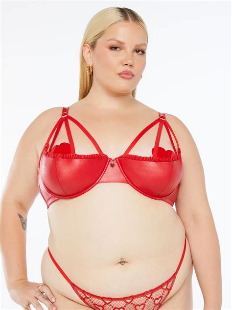 Glossy Flossy Caged Quarter Cup Bra In Red Savage X Fenty