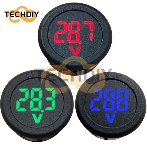 DC 4 100V LED Digital Display Round Two Wire Voltmeter DC Digital Car