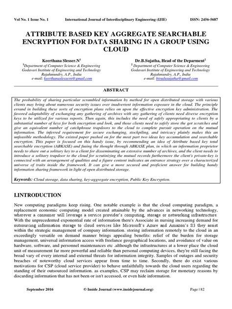 Attribute Based Key Aggregate Searchable Encryption For Data Sharing In A Group Using Cloud