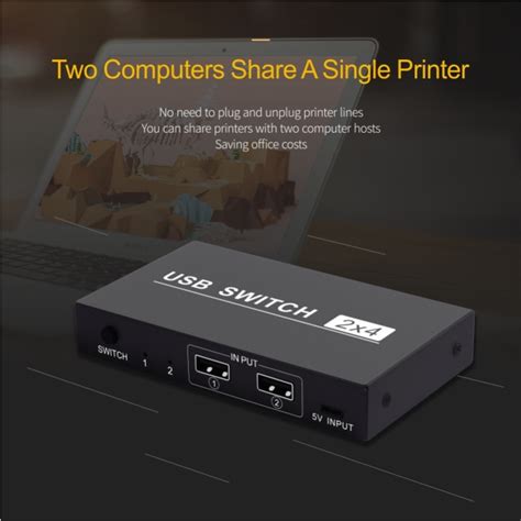 Conmutador Usb 2x4 Pc De 2 Puertos Que Comparten 4 Dispositivos Para