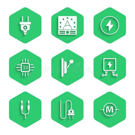 Set Electrical Panel Plug Circuit Scheme Transformer Audio Jack Processor With