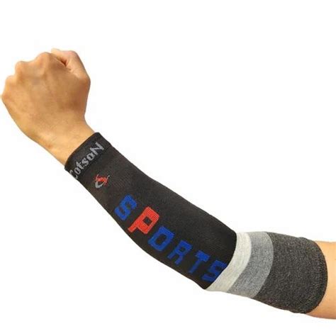 Cotson Black Sports Cotton Arm Sleeves For Men Wrist Guard At Rs