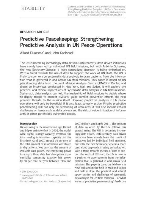 Pdf Predictive Peacekeeping Strengthening Predictive Analysis Dokumen Tips