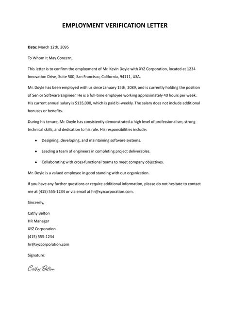 Employment Verification Letter Templates And Sample Letters