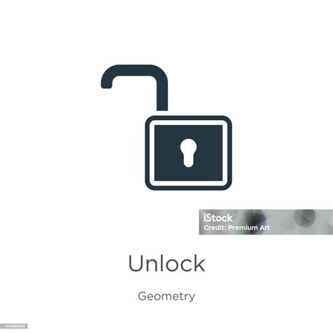 아이콘 벡터의 잠금을 해제합니다 흰색 배경에 격리 된 지오메트리 컬렉션에서 트렌디 한 평면 잠금 해제 아이콘입니다 벡터 일러스트는 웹 및 모바일 그래픽 디자인 로고