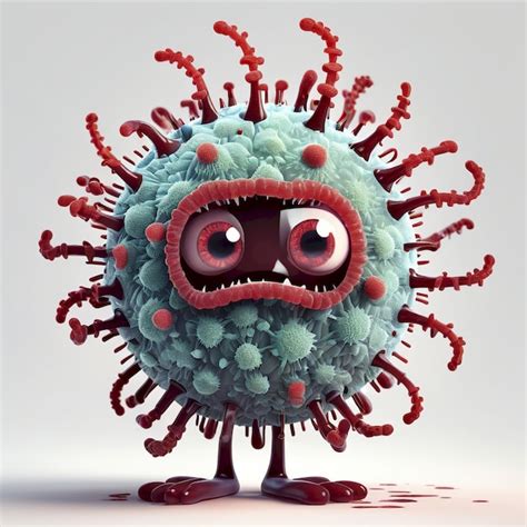 Virus Cartoon Very Funny Illustration Premium Ai Generated Image
