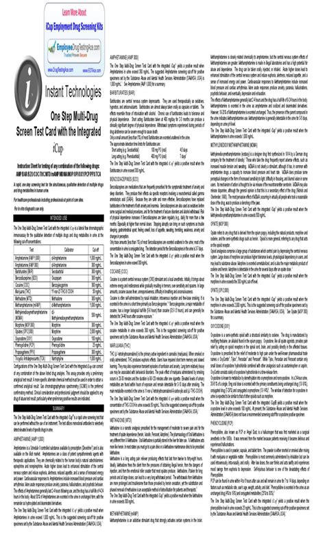 ICup Employee Drug Screening Kit Package Insert 10 Panel By Employee
