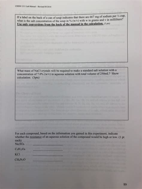 Solved Chem 1211 Lab Manual Revised 052018 Determining