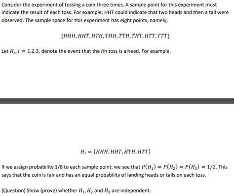 solved consider the experiment of tossing a coin three