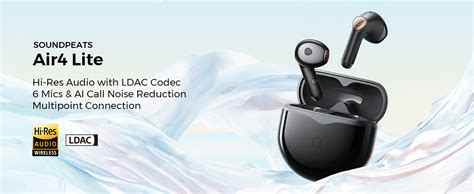 SoundPEATS Air4 Lite Wireless Earbuds Bluetooth Hi Res Audio & LDAC ...