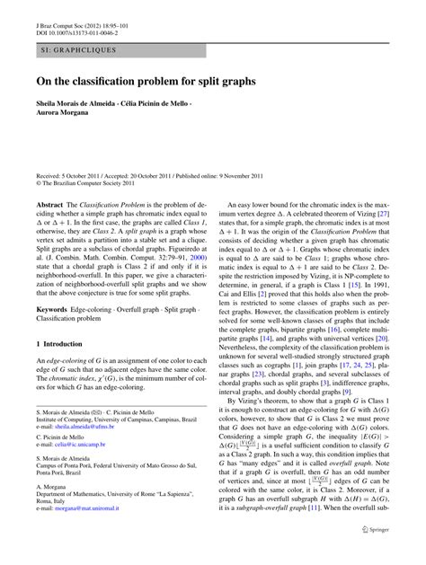 pdf on the classification problem for split graphs
