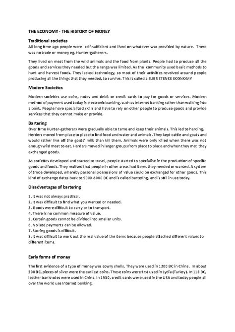 Grade 7 Ems Term 1 Notes Good The Economy The History Of Money