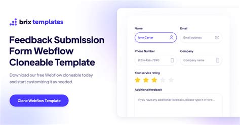 Star Feedback Submission Form Webflow Cloneable Template BRIX Templates