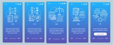 Business Concepts Onboarding Mobile App Page Screen Vector Template Csr Corporate Principles