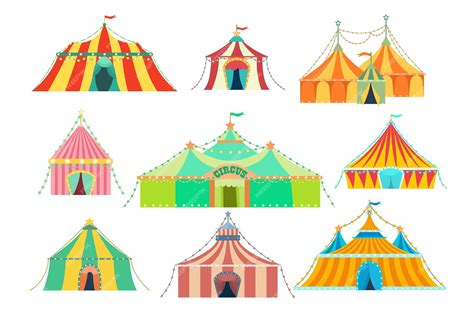 Premium Vector Different Colorful Circus Tents Vector Illustrations Set