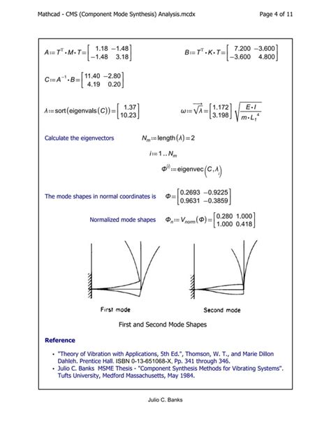 Mathcad Cms Component Mode Synthesis Analysispdf