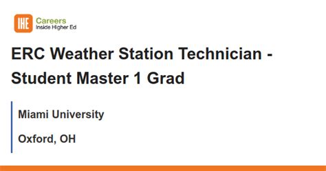 Erc Weather Station Technician Student Master 1 Grad Job With Miami