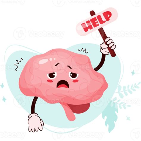 Infeliz Triste Desenho Animado Cérebro 23254453 Png
