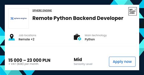 Remote Python Backend Developer Job Backend Sphere Engine Remote No Fluff Jobs