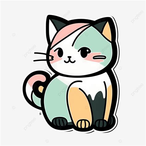 Cartoon Cat Sticker Kitty Kitten Cute Cartoon Cat Cat Sticker Kitty