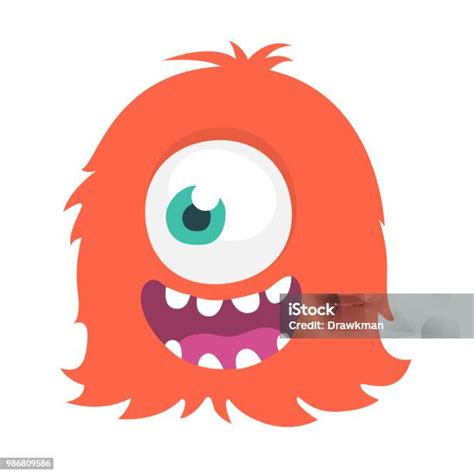 행복 한 만화 한 외 눈 박이 괴물 벡터 할로윈 그림입니다 만화 괴물의 큰 세트 0명에 대한 스톡 벡터 아트 및 기타 이미지
