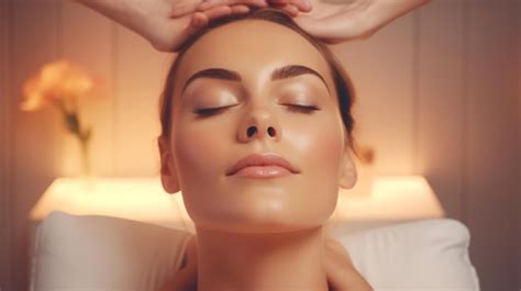 Premium Ai Image Attractive Beautiful Woman Enjoying Face Massage In