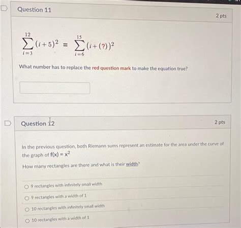 solved question 11 2 pts 12 15 Σ i 5 2 Š 5 i 2 i 3