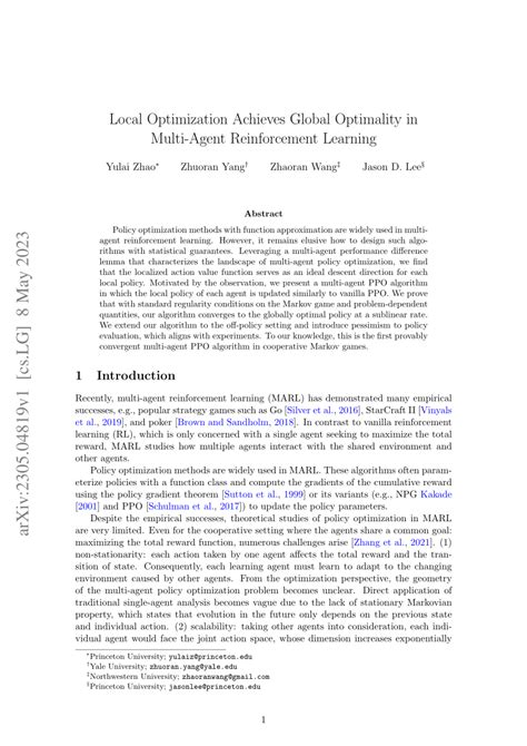 pdf local optimization achieves global optimality in multi agent
