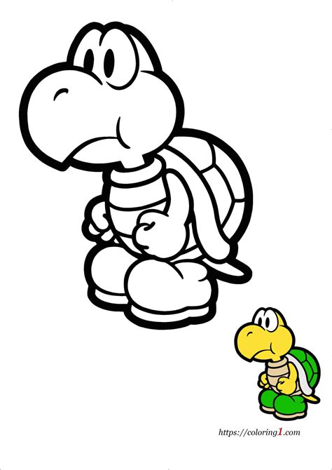 Mario Koopa Troopa With Sample Mario Coloring Pages Super Mario