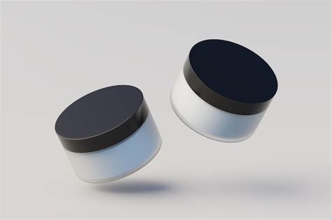 Premium Photo Black And White Plastic Cosmetic Multiple Jars Mockup