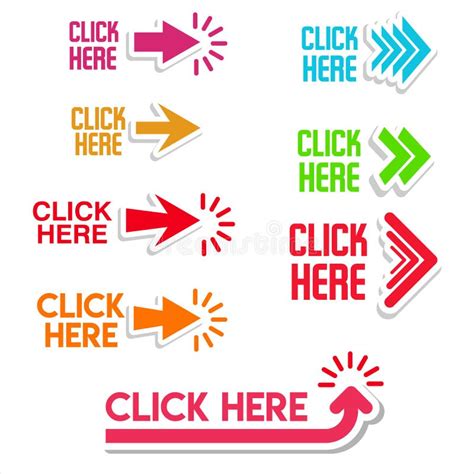 Click Here Button With Hand Pointer Clicking Stock Vector