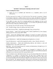 CIS Worksheet STUDENT VERSION Docx Week Worksheet Information Technology Audit And