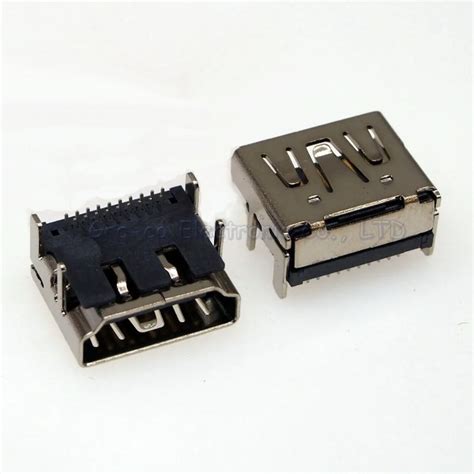300pcs Copper Hdmi Female Socket 90 Degree Two Rows Pin 19pin Hdmi Port