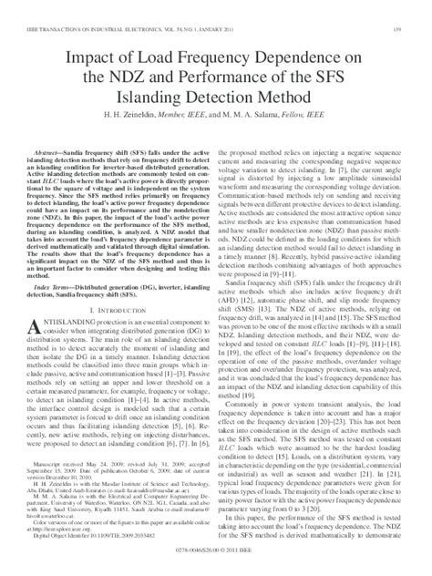 Pdf Impact Of Load Frequency Dependence On The Ndz And Performance Of