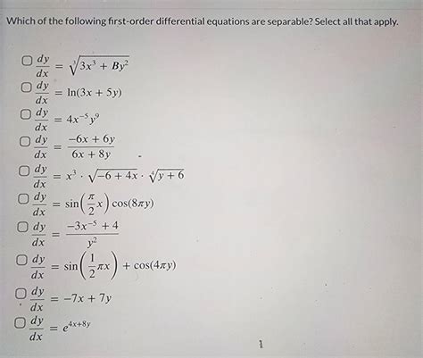 Solved Which Of The Following First Order Differential