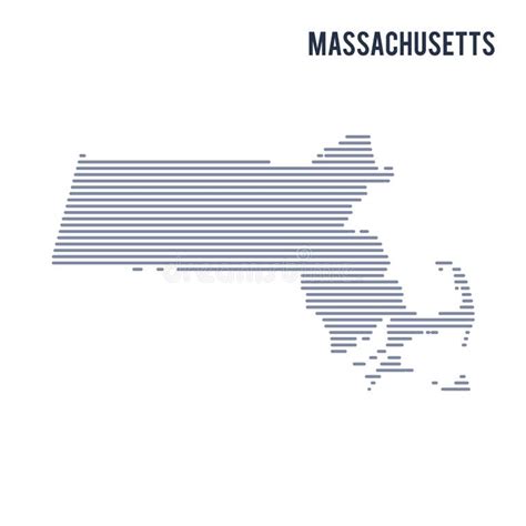 Vector Abstract Hatched Map Of State Of Massachusetts With Lines Isolated On A White Background