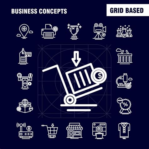 Business Concepts Line Icons Set For Infographics Mobile Uxui Kit And Print Design Include Open