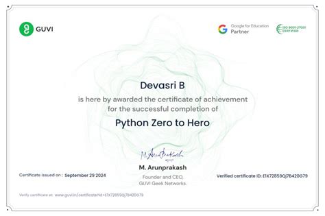 Devasri Balaji On Linkedin Guvi Python