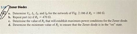 Zener Diodes A Determine Vli2l2 And I2 Fer The