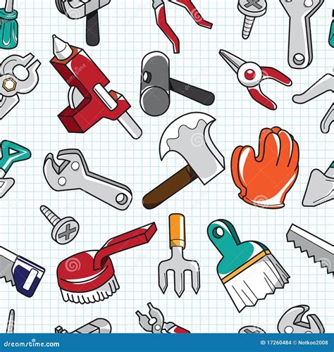 Seamless Tool Pattern Vector Illustration 19009364