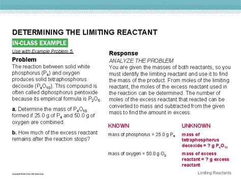 Section 3 Limiting Reactants A Chemical Reaction Stops