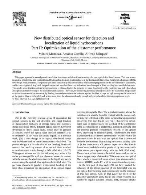 Pdf New Distributed Optical Sensor For Detection And Localization Of