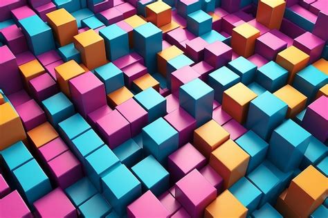 Premium Photo Color Cubic Columns Background 3d Illustration