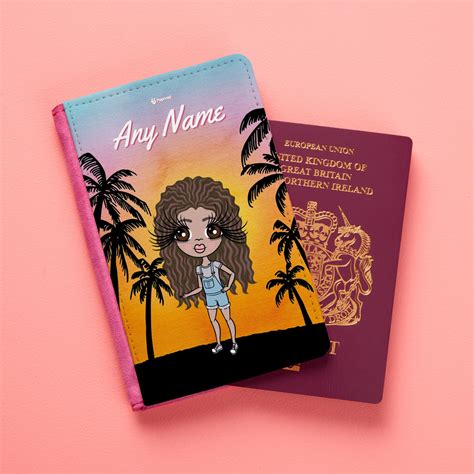Claireabella Girls Tropical Sunset Passport Cover Toxic Fox