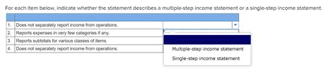solved for each item below indicate whether the statement