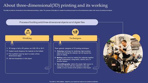 Emerging Technologies About Three Dimensional D Printing And Its Working PPT Sample